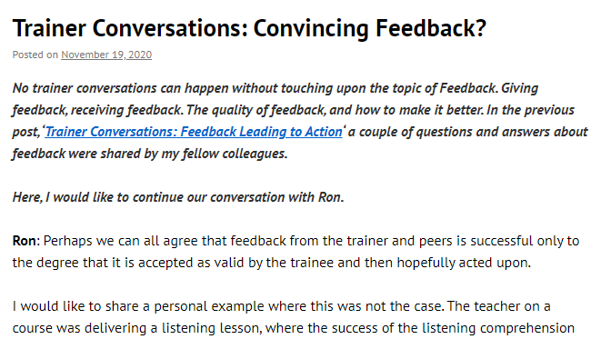 Trainer Feedback – ELT Buzz